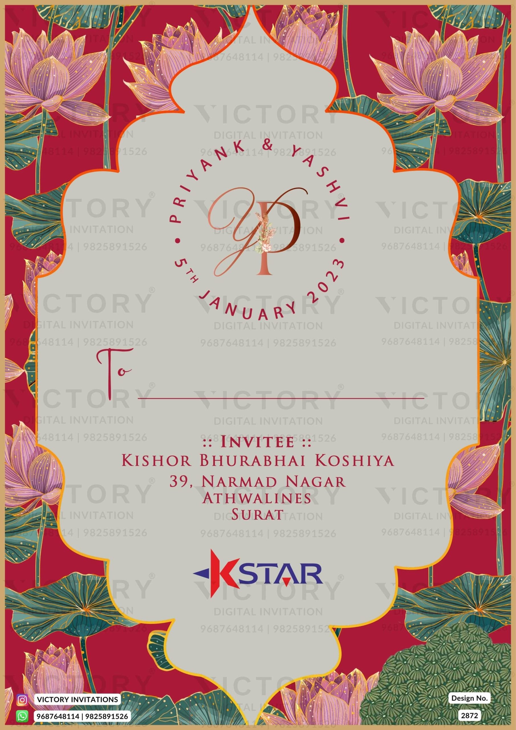 Wedding ceremony invitation card of hindu gujarati patel family in Eng ...