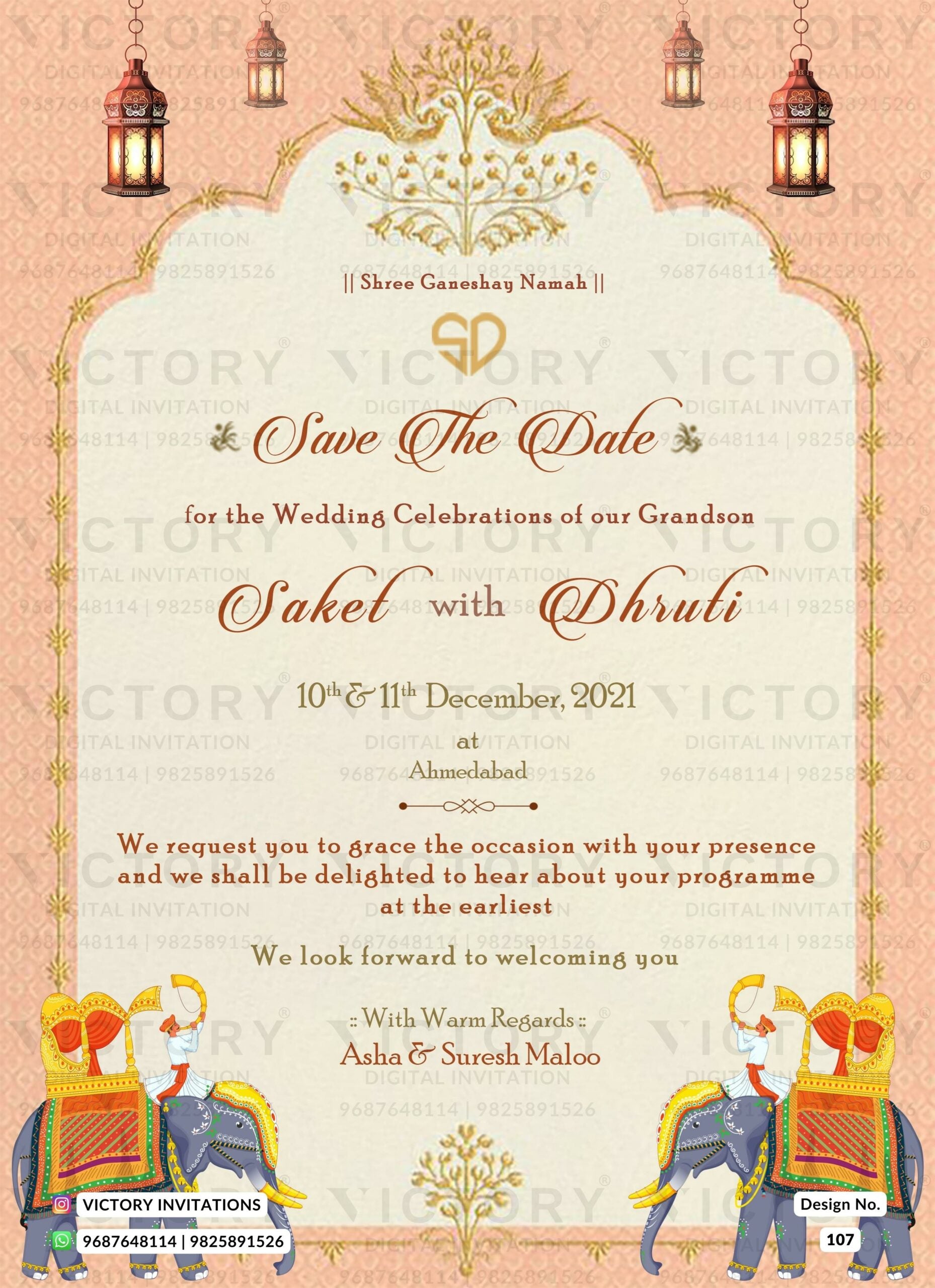 Wedding ceremony invitation card of hindu gujarati patel family in eng ...