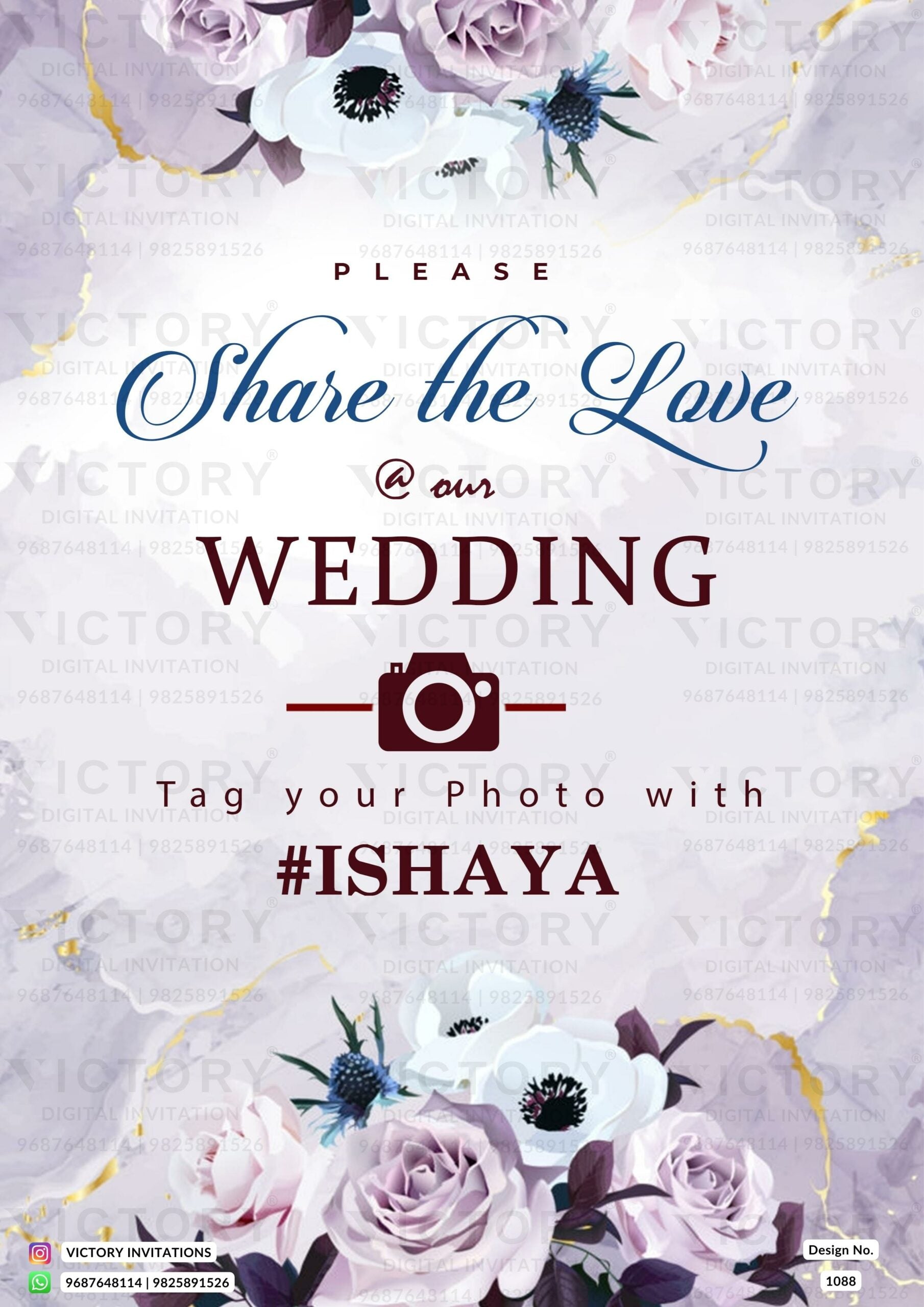 Save the Date card in english language with flowers as floral theme de ...