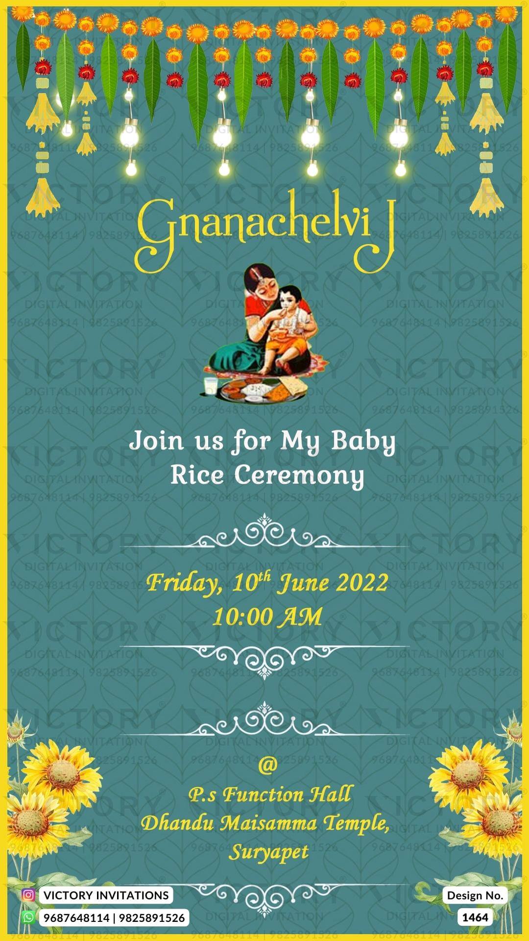 Annaprashan ceremony invitation card in english language with flowers ...