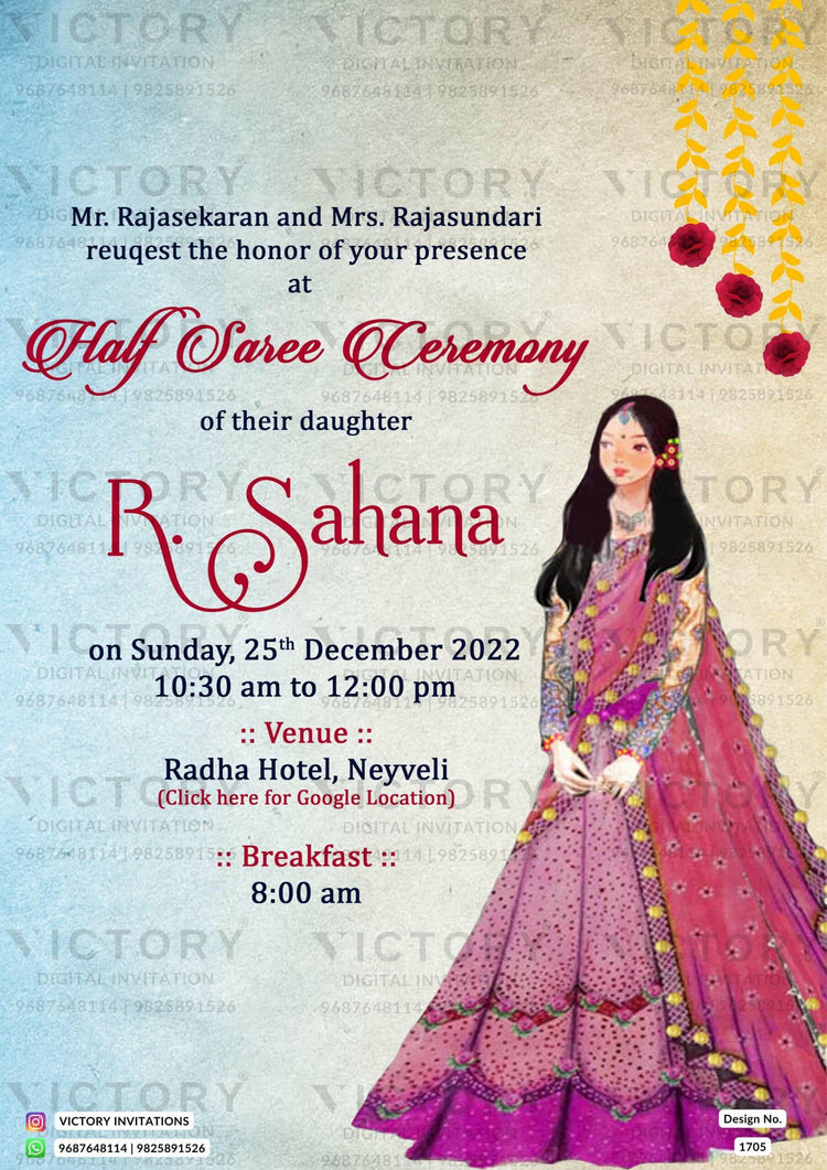 Half saree function invitation cards templates – Victory Invitations