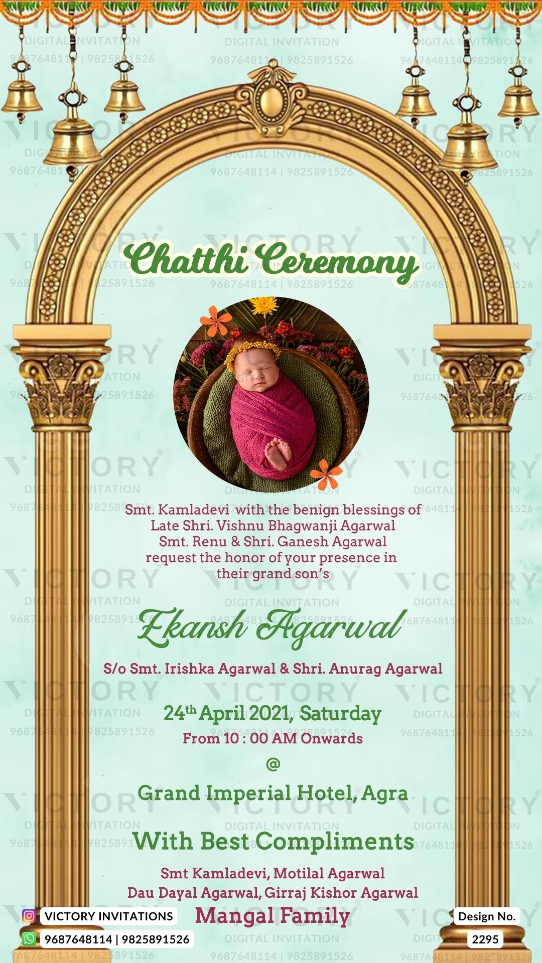 Chhathi ceremony invitation card for baby boy in english language with ...