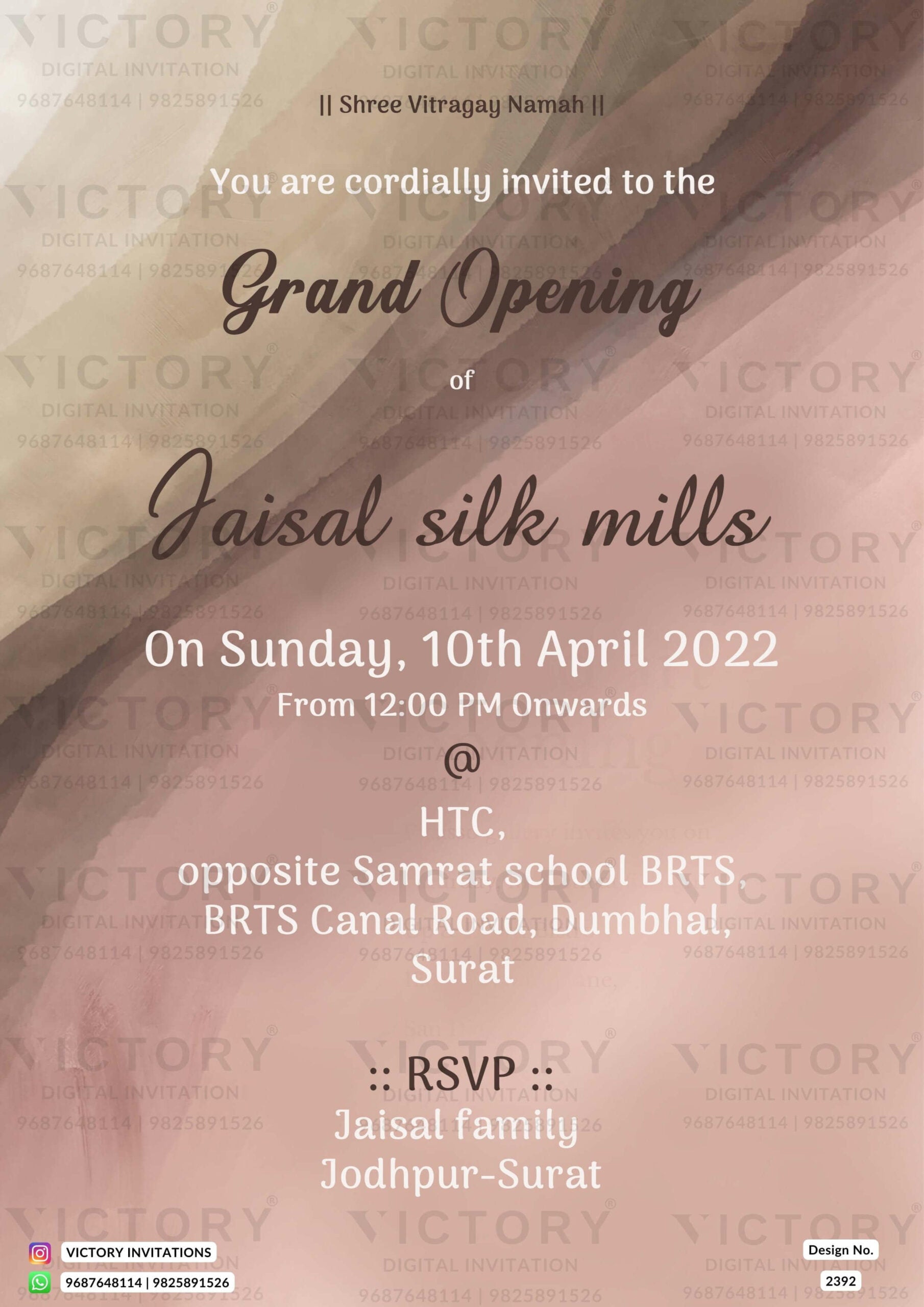 Opening invitation card in english language with minimalistic theme de ...