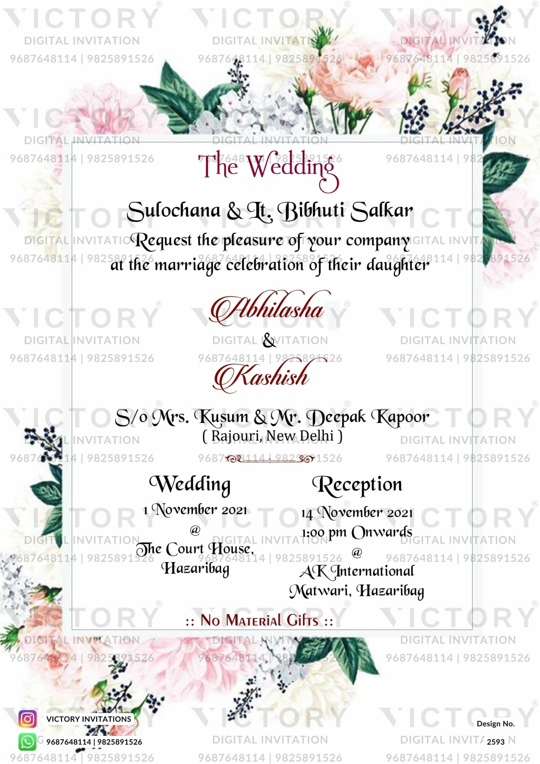 Wedding ceremony invitation card of hindu rajput family in english lan ...