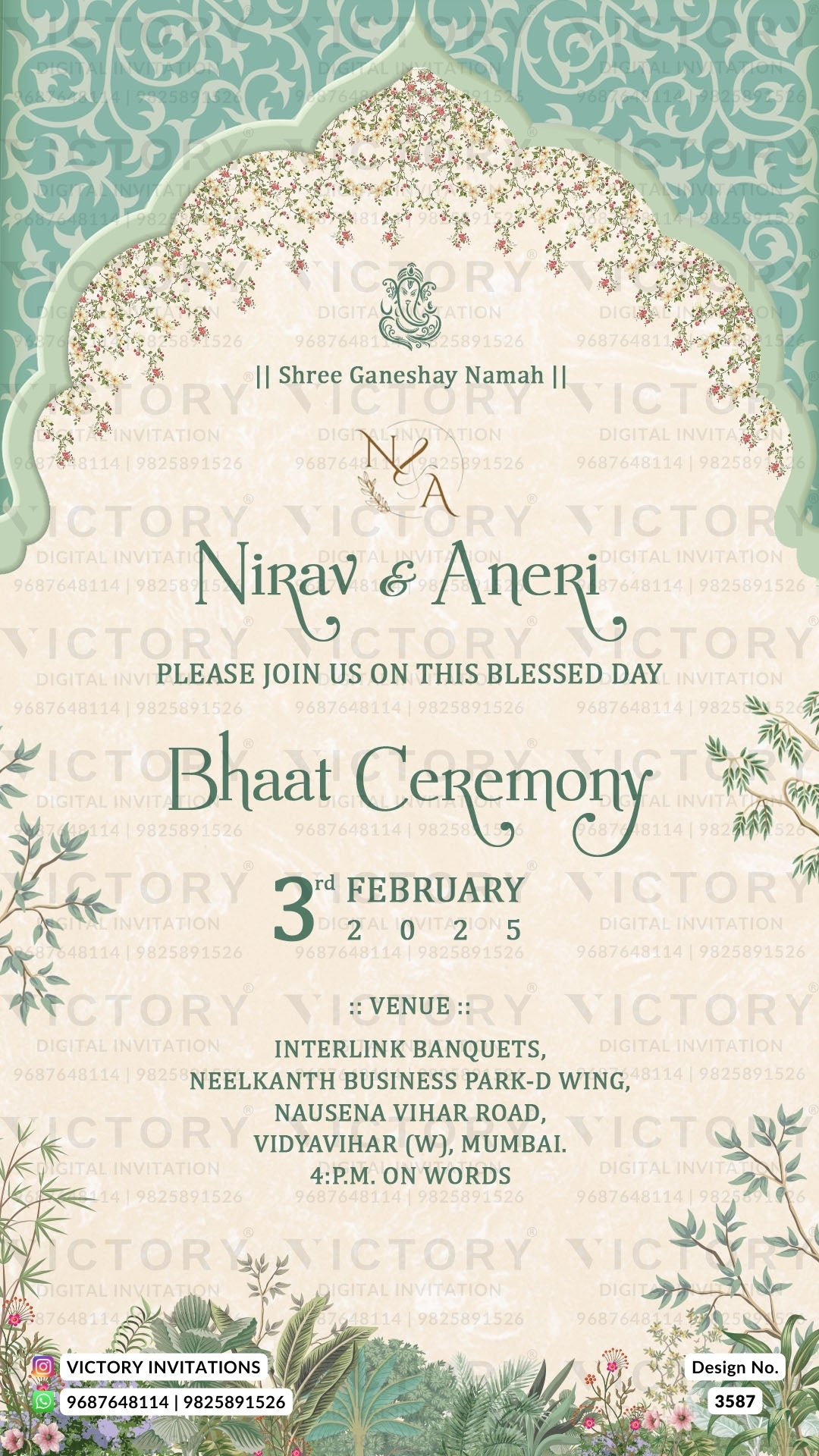 Bhaat Ceremony invitation card in english language with couple logo, a ...