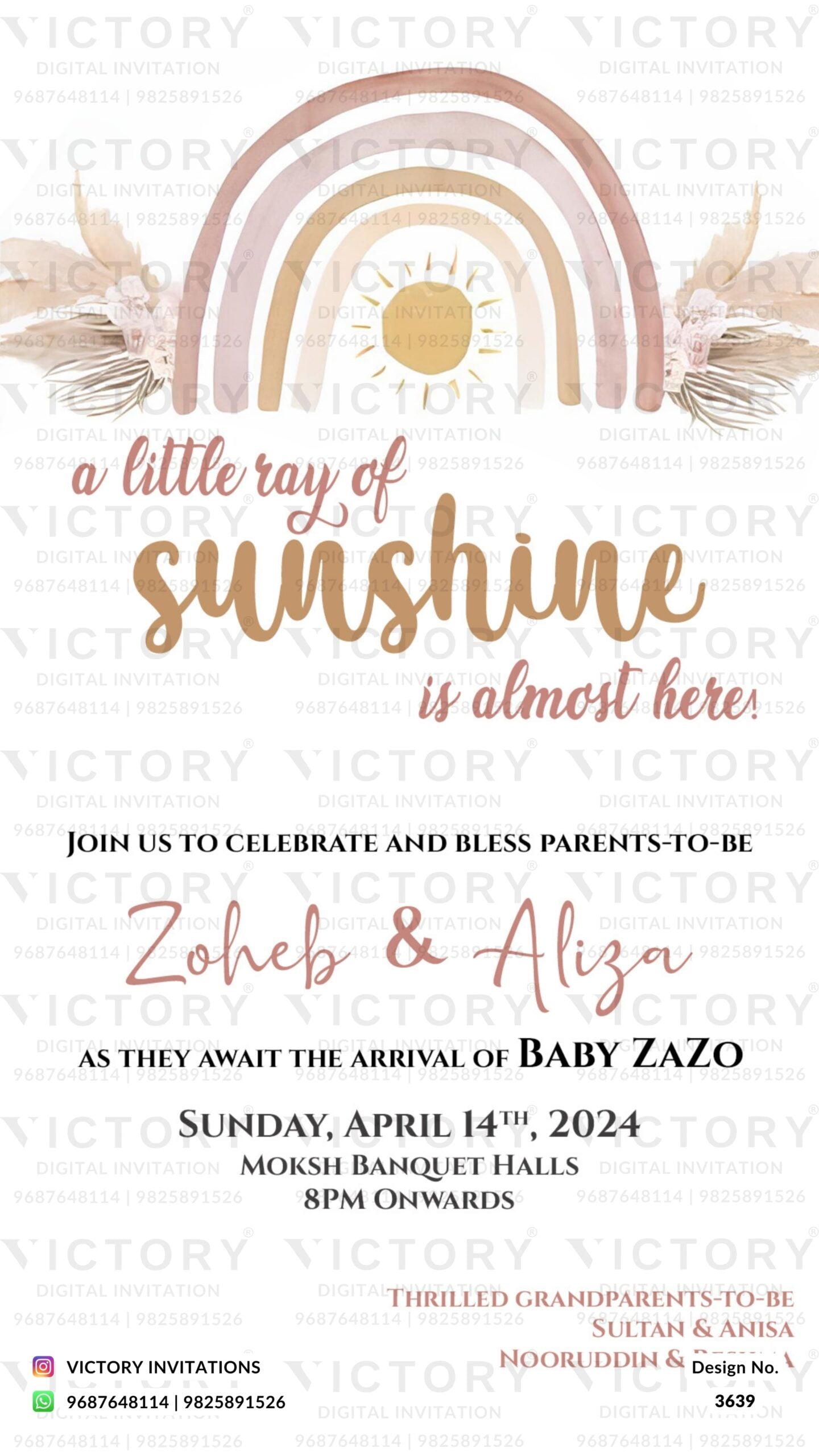 Baby welcome party invitation card in english language with minimalist ...
