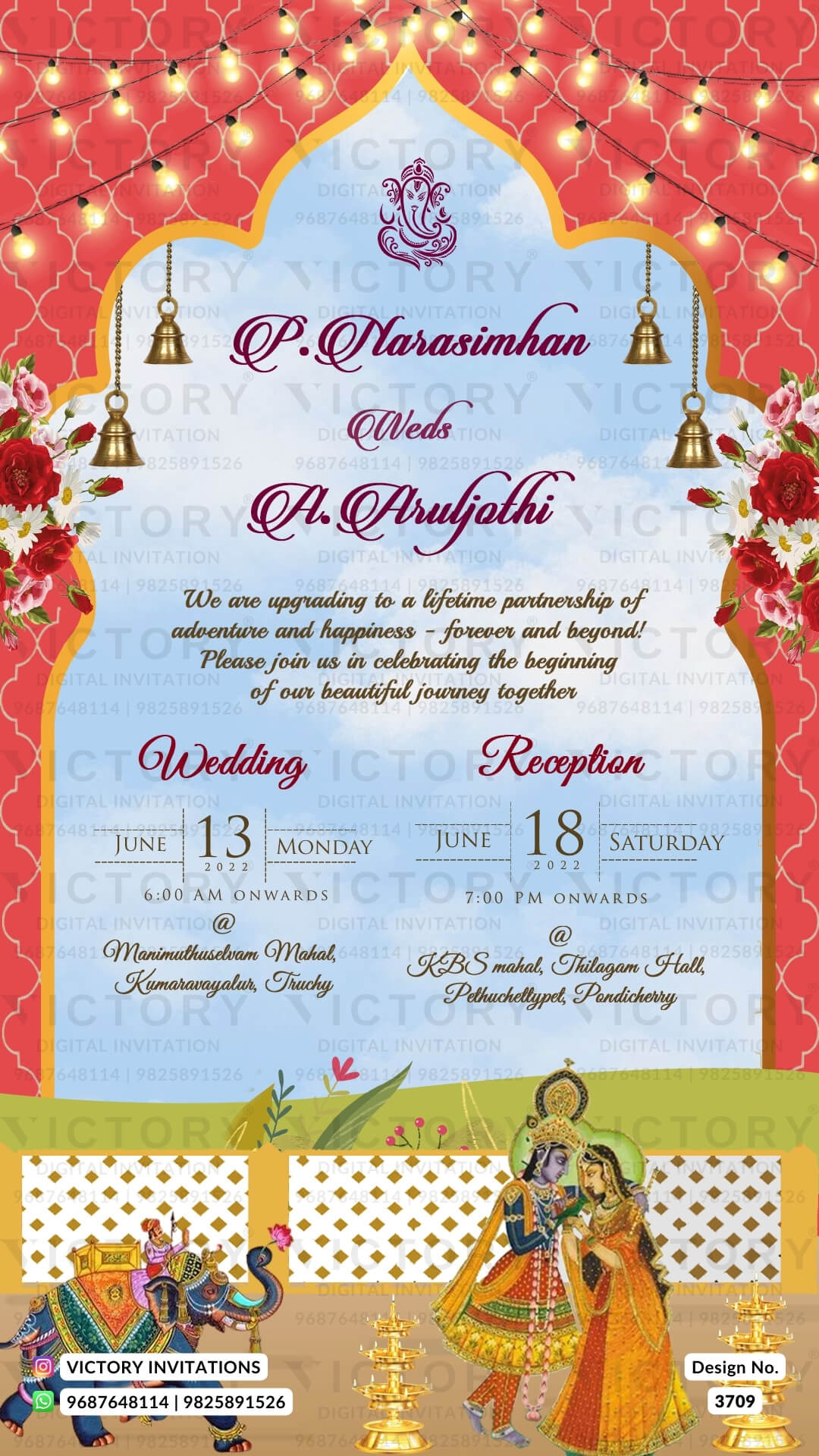 Wedding ceremony invitation card of hindu south indian tamil family in ...