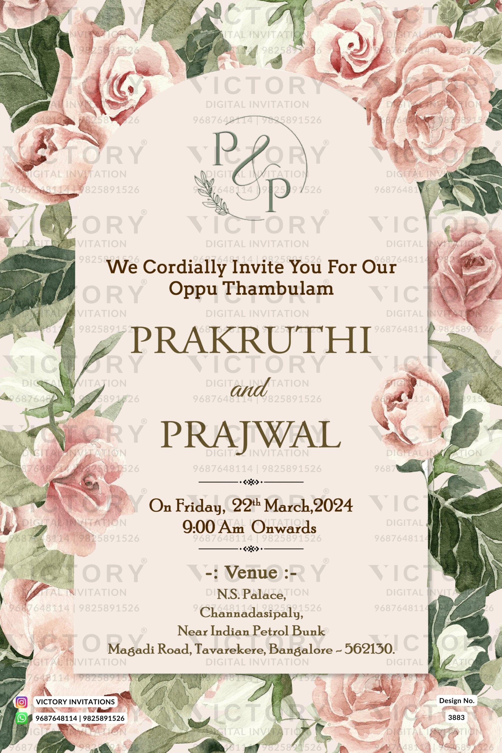 Oppu Thamboolam Ceremony invitation card in english language with flow ...