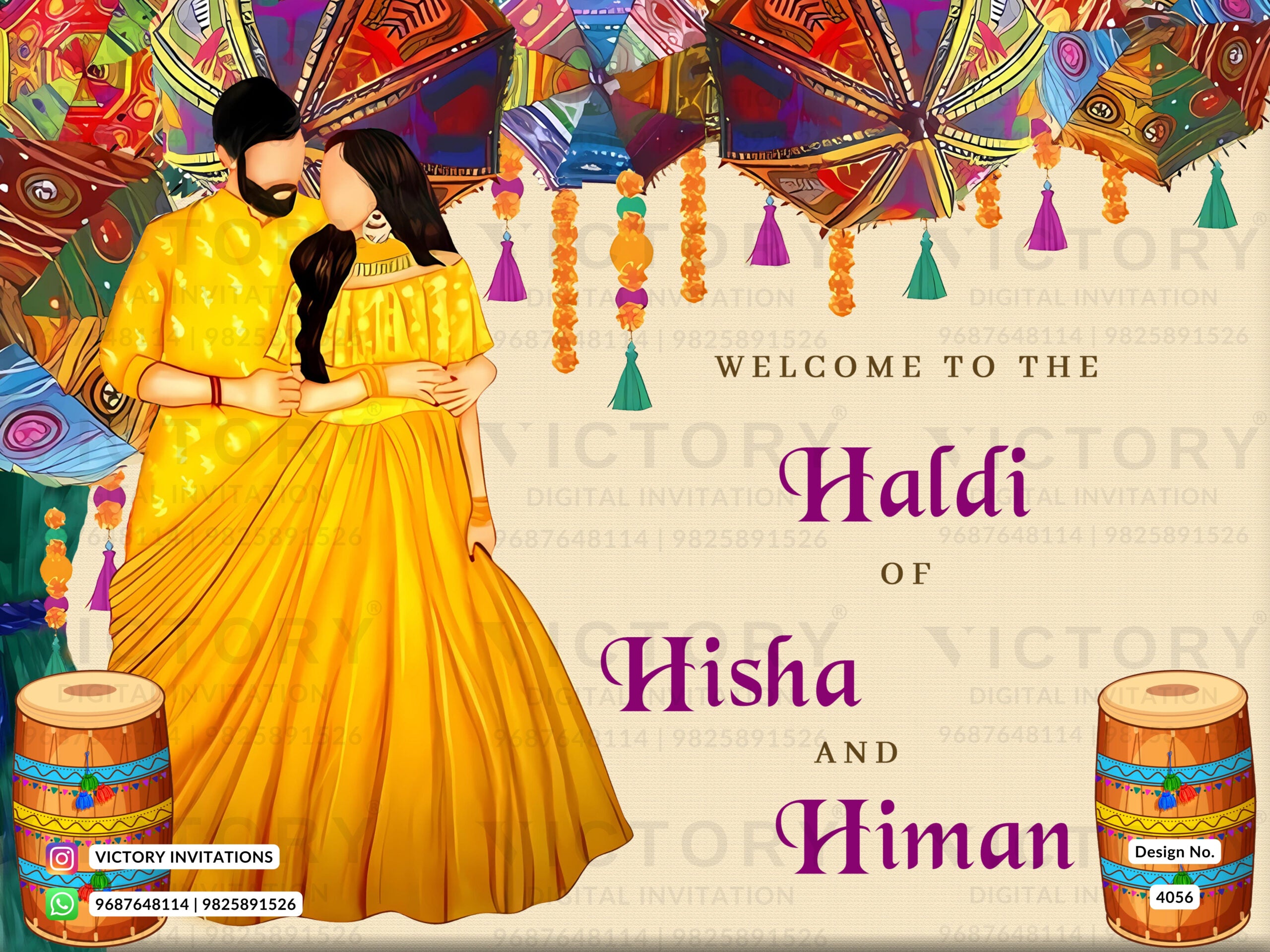 Haldi Welcome Standee design in english language with traditional them ...