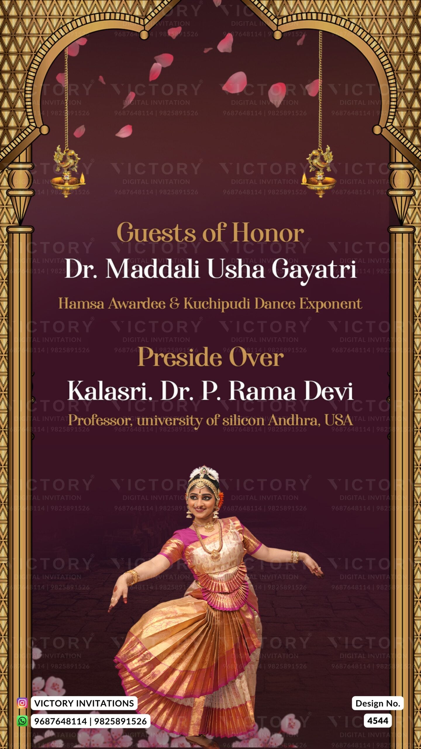 Arangetram Ceremony invitation card in english language with tradition ...