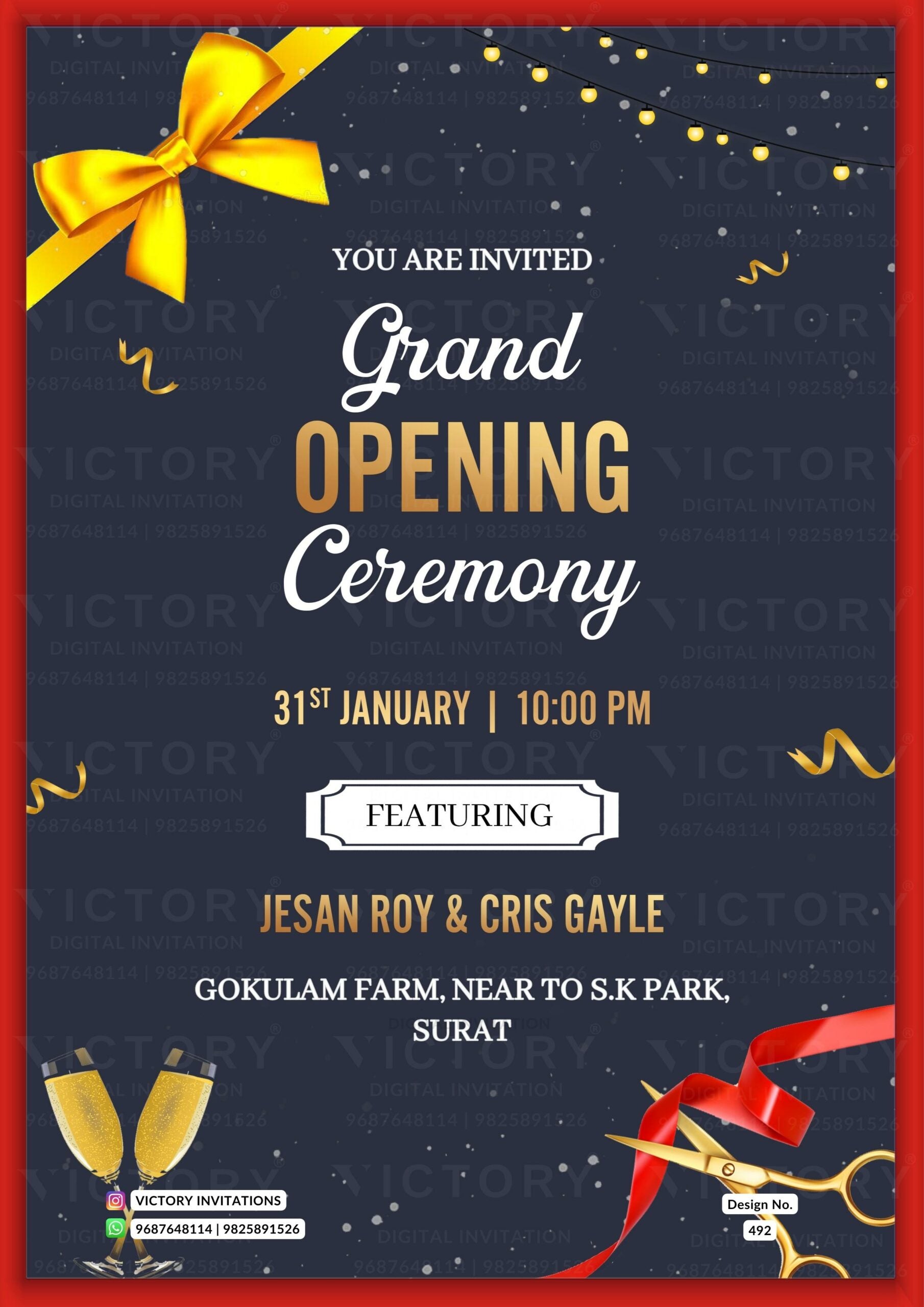 Opening invitation card in english language with ribin,scissor as mini ...
