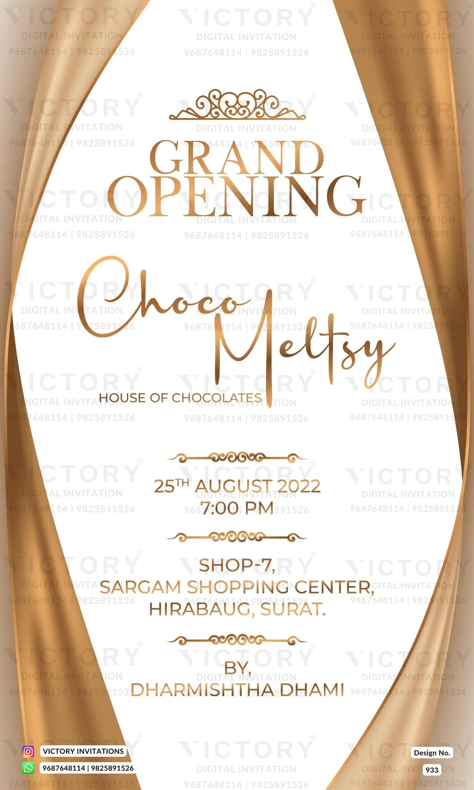 Opening invitation card in english language with curtain theme design ...