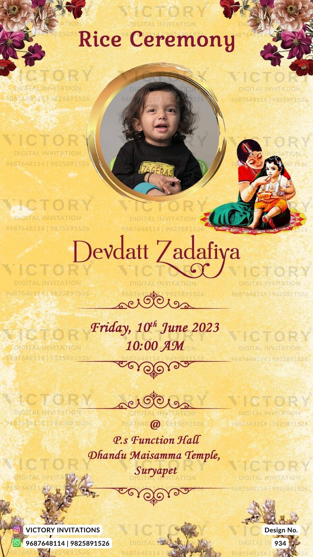 Annaprashan ceremony invitation card in english language with baby ima ...